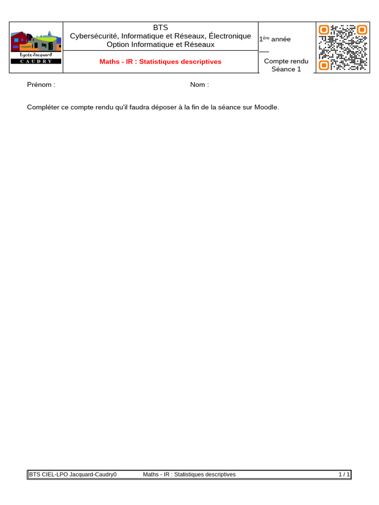 CI Compte Rendu Séance 1 | PDF