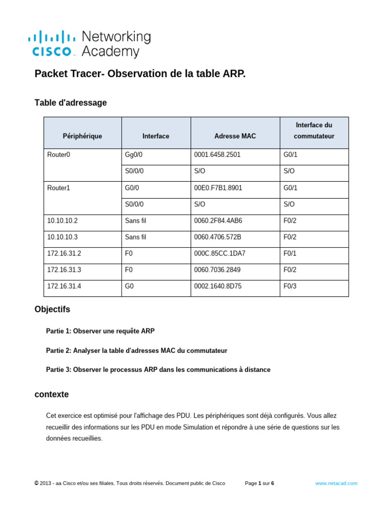 Packet Tracer - Examine The ARP Table Mael Coquet | PDF
