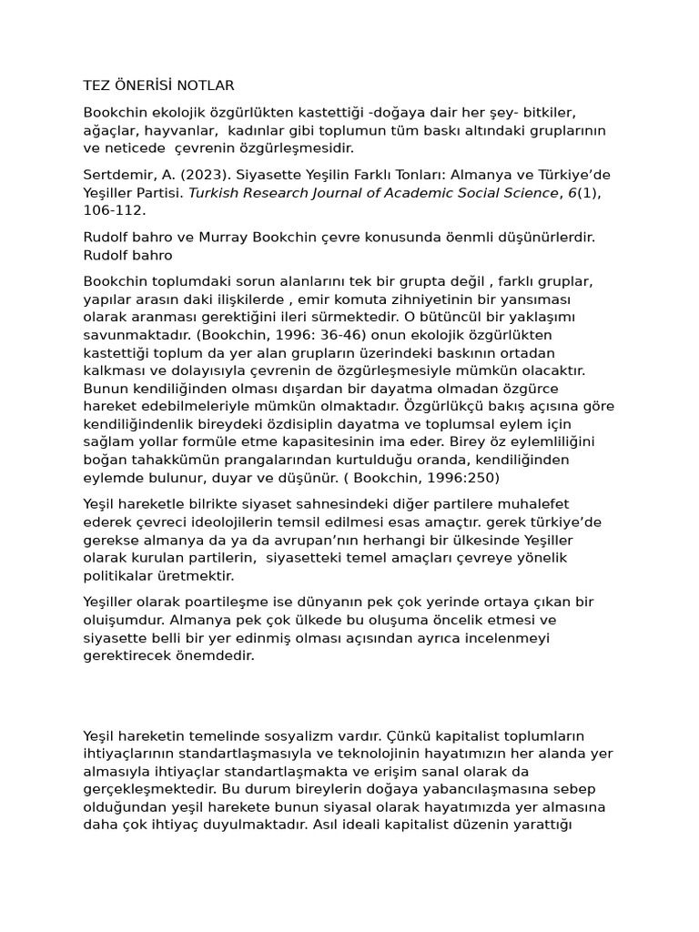 TEZ ÖNERİSİ NOTLAR | PDF