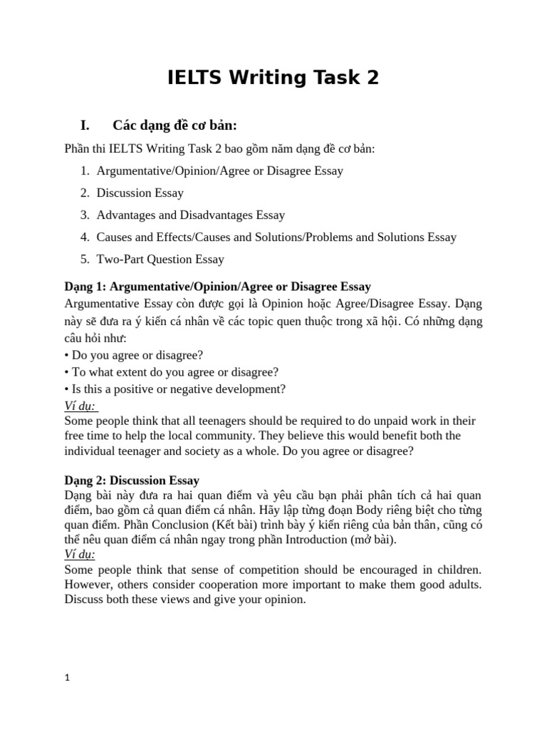 IELTS Writing Task 2 (2 bản) | PDF