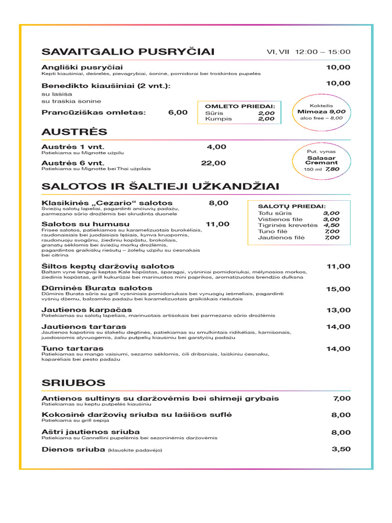 Meniu LT 2024 Pavasaris | PDF