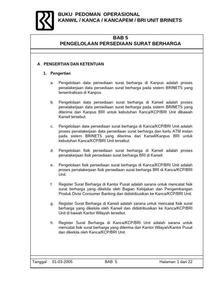 Bab 05. BPO Pengelolaan Surat Berharga Di Kanca | PDF