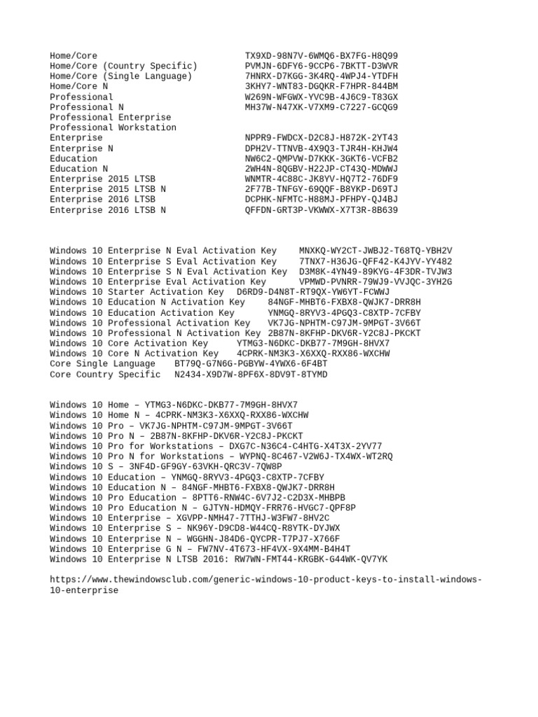 Windows 10 Keys | PDF