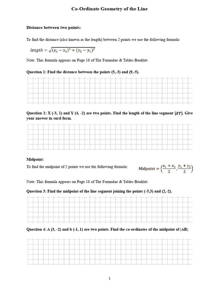 Co-Ordinate Geometry Notes | PDF