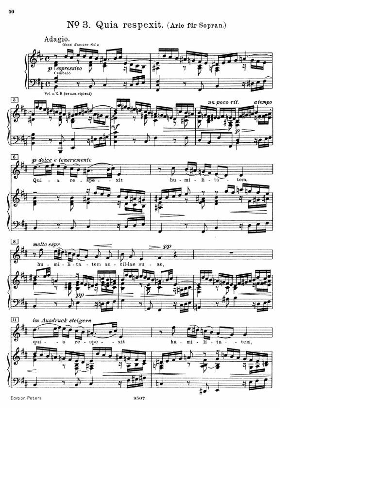 Bac, J.S. Magnificat. Quia Respexit | PDF