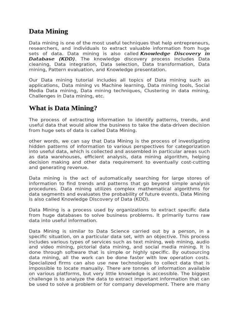 DataMining and Data Preparation | PDF