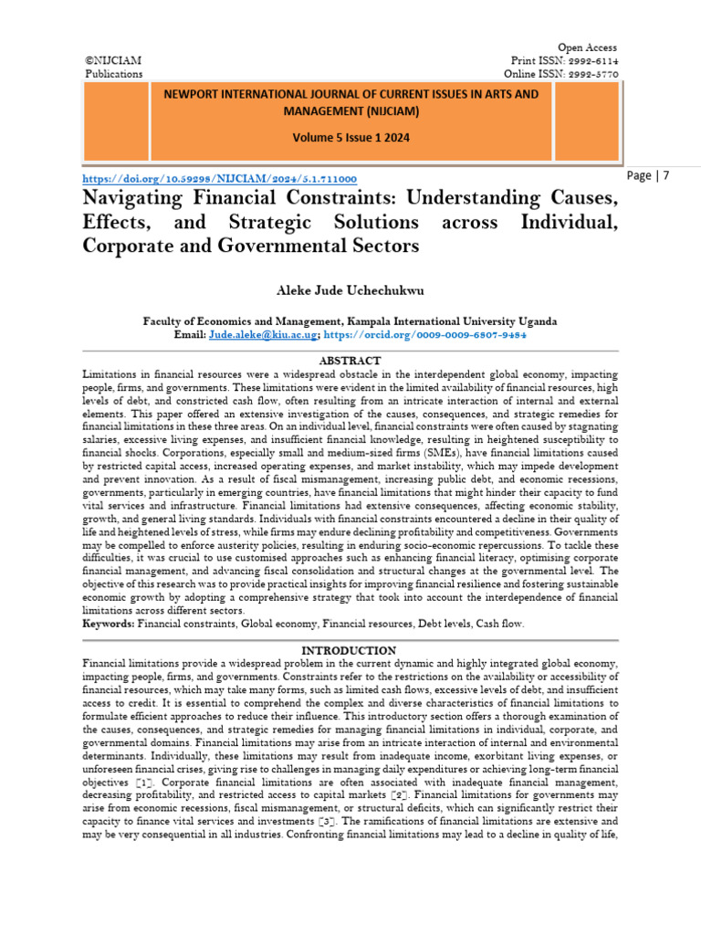 Navigating Financial Constraints: Understanding Causes, Effects, and ...