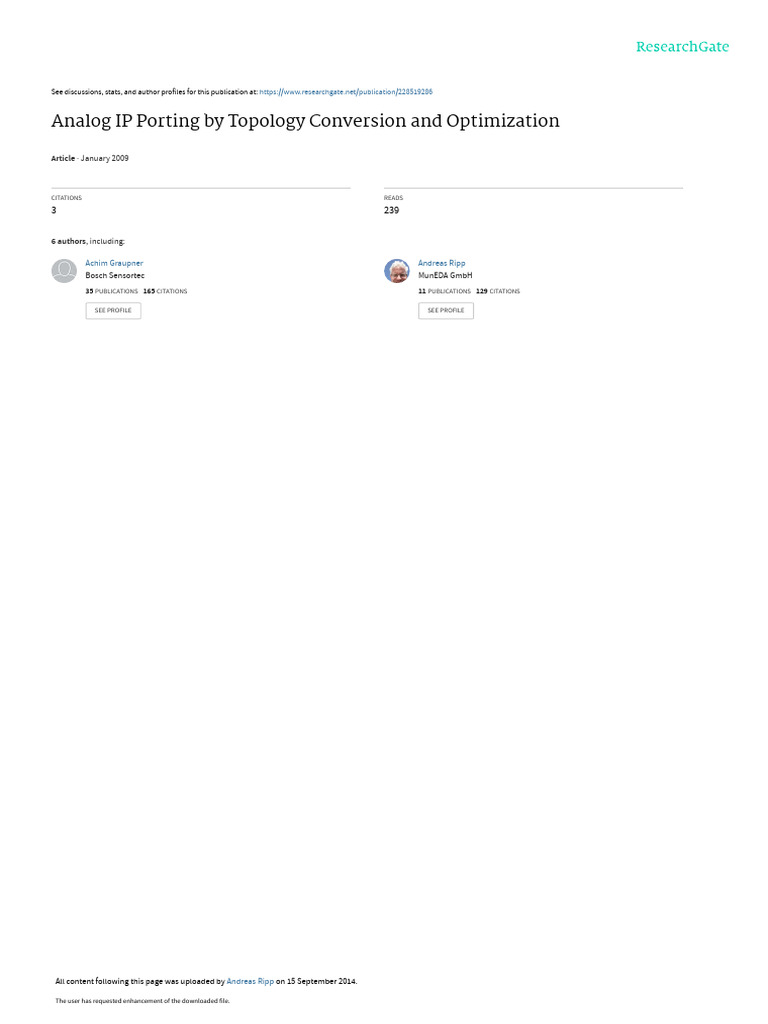 Analog IP Porting by Topology Conversion and Optim | PDF | Computer Engineering | Computers