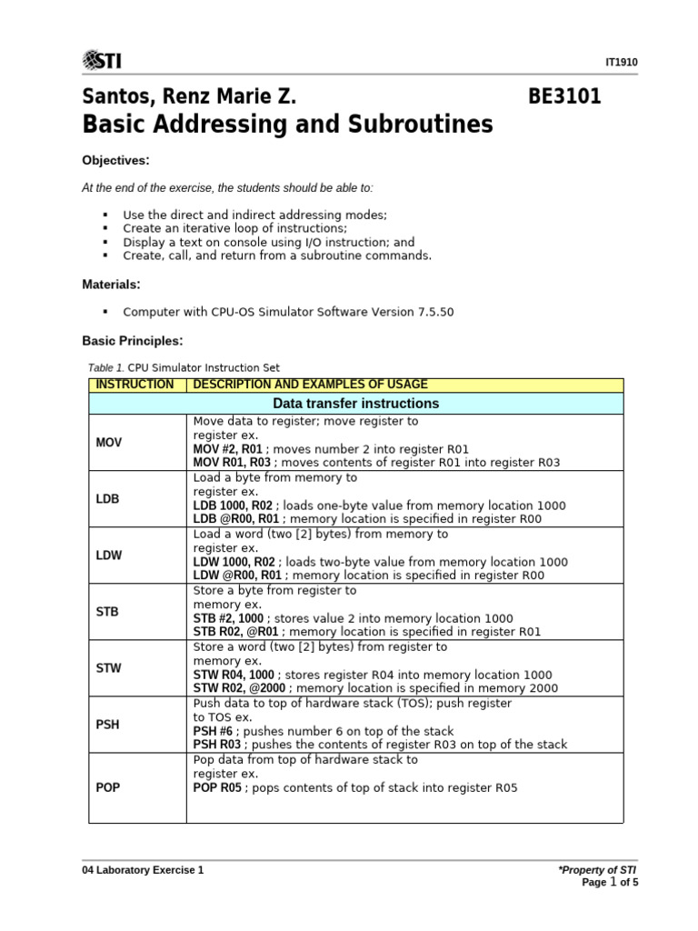 04 Laboratory Exercise 1 | PDF