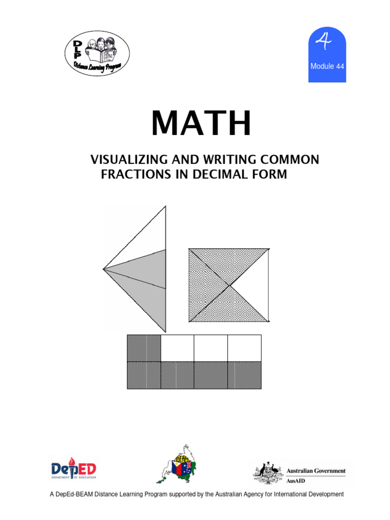 Math 4 DLP 44 - VISUALIZING AND WRITING COMMON FRACTIONS IN DECIMAL ...