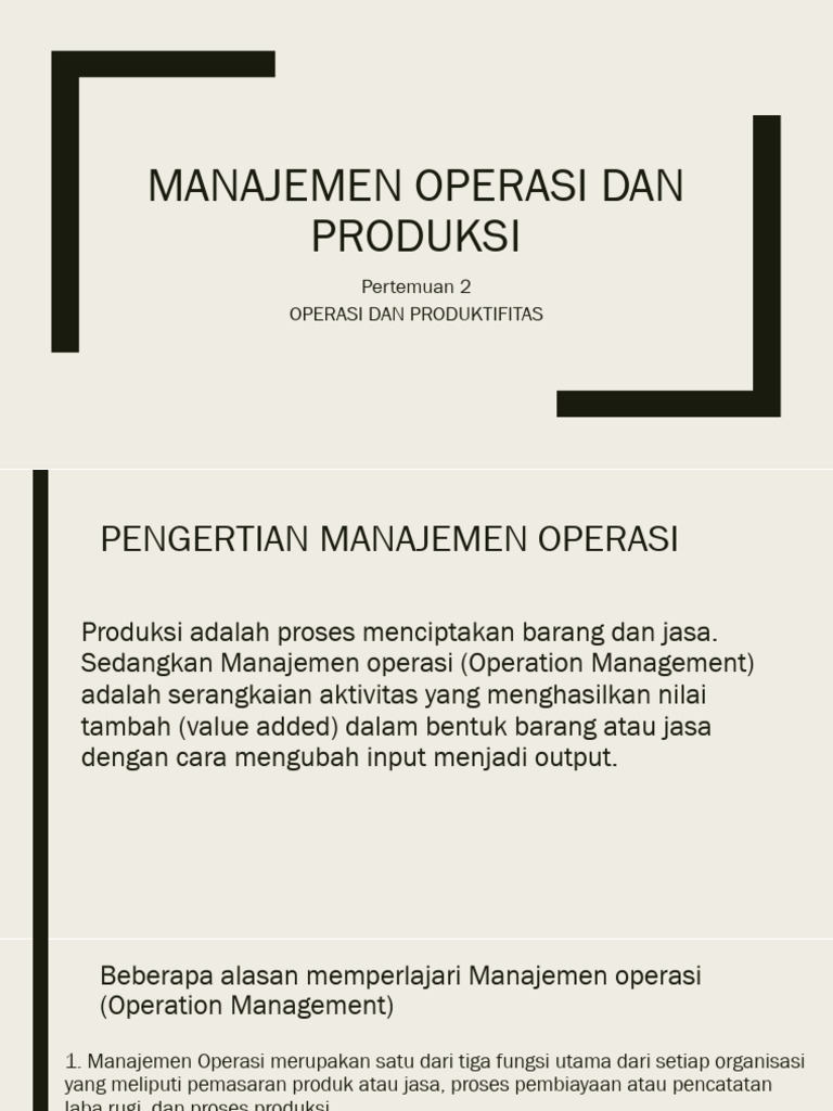 Pertemuan 2 Manajemen Operasi Dan Produksi | PDF