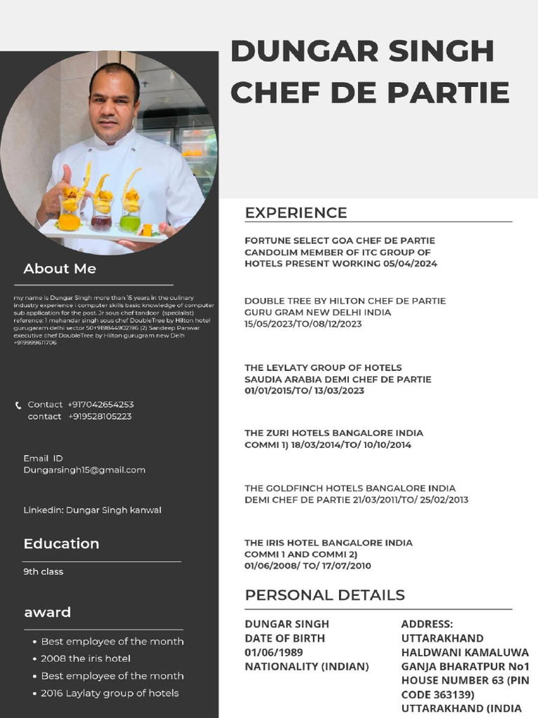 Dungar Singh Chef de Partie | PDF