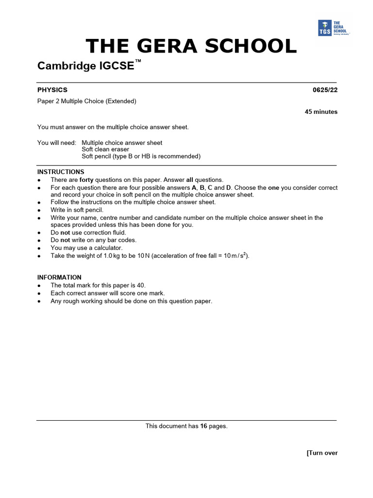 The Gera School: Cambridge IGCSE | PDF