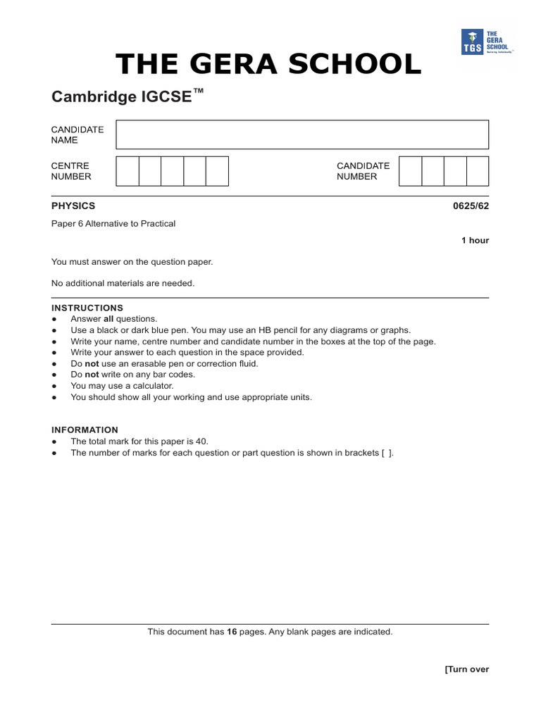 The Gera School: Cambridge IGCSE | PDF