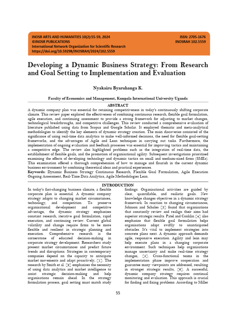 Developing A Dynamic Business Strategy: From Research and Goal Setting To Implementation and ...