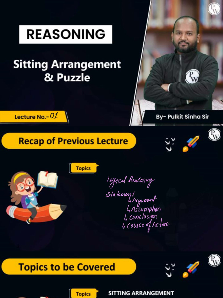 Sitting Arrangement & Puzzle 01 - Class Notes | PDF