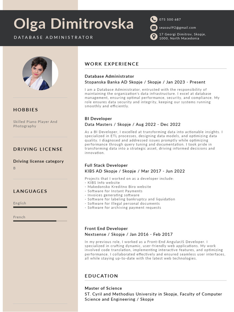 CV Olga Dimitrovska en | PDF