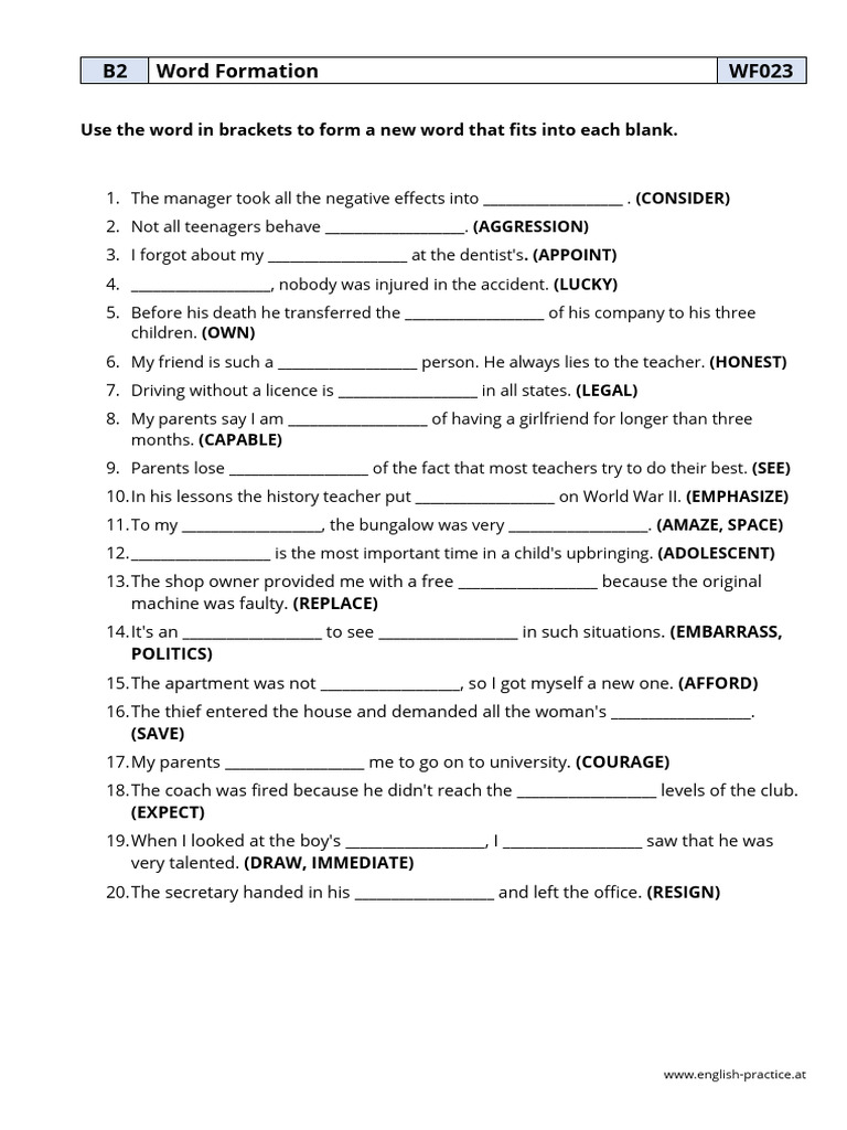Wf023 Word Formation | PDF