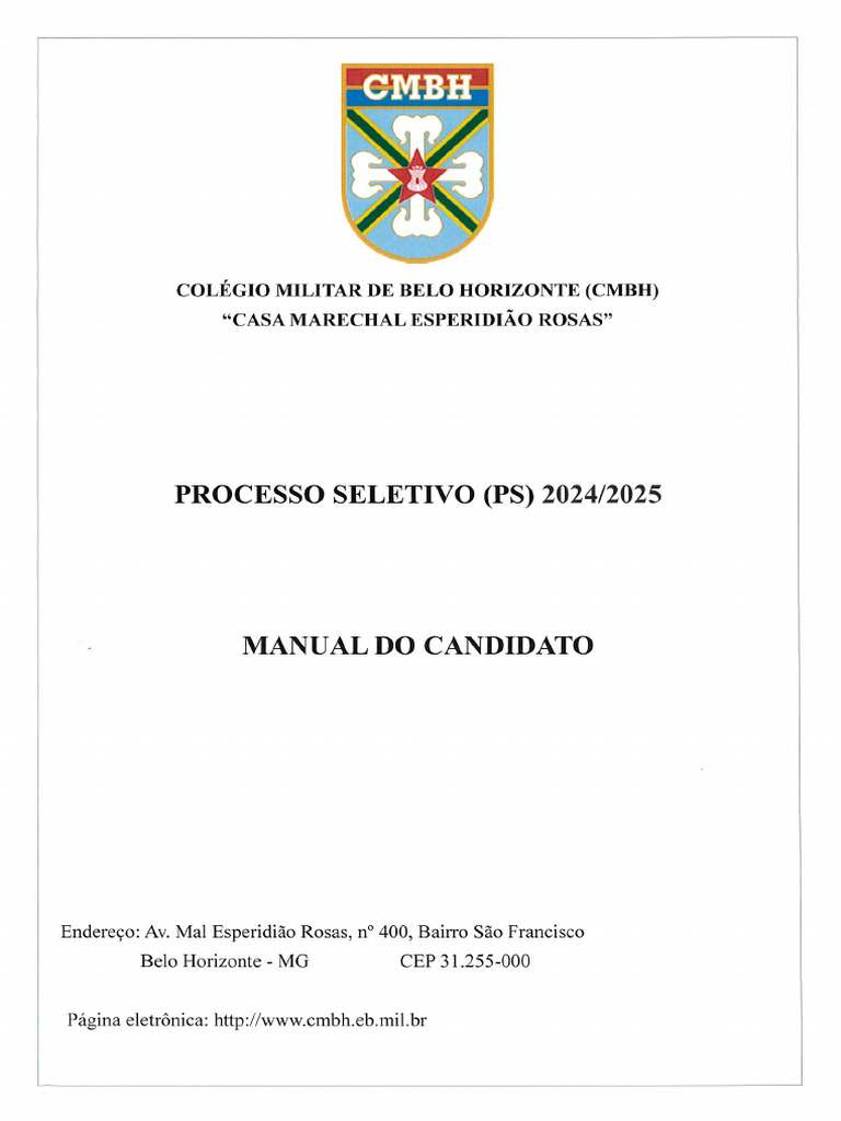 Manual Do Candidato PS CMBH 2024-2025 | PDF