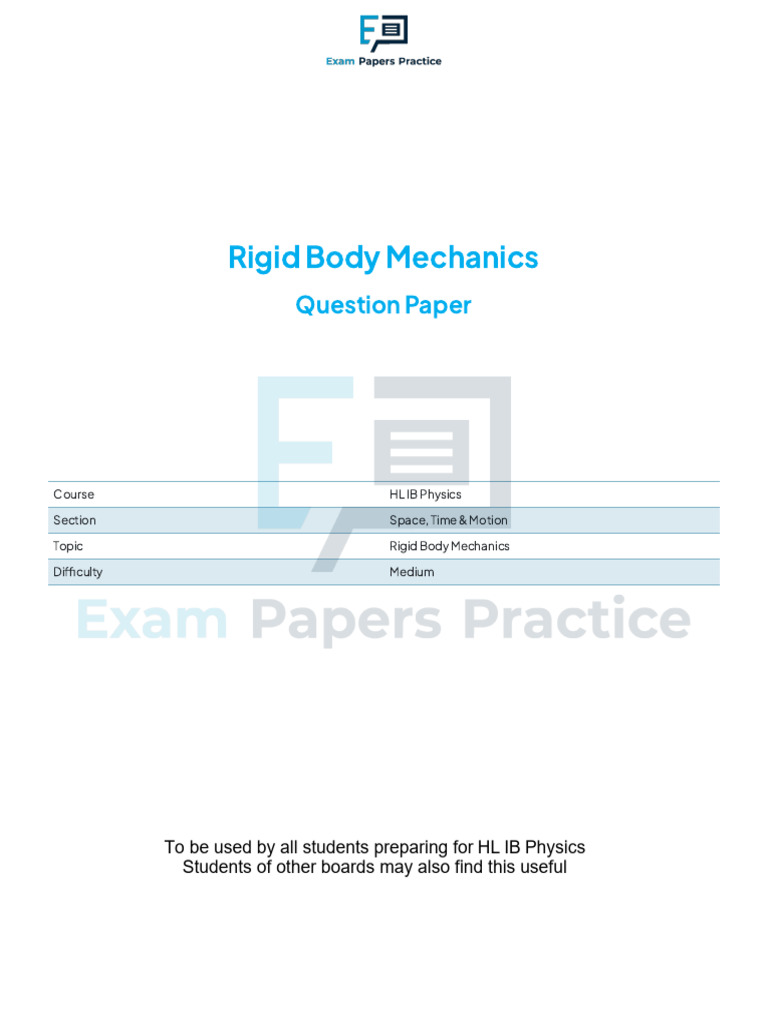 Rigid Body Mechanics Topic Questions | PDF