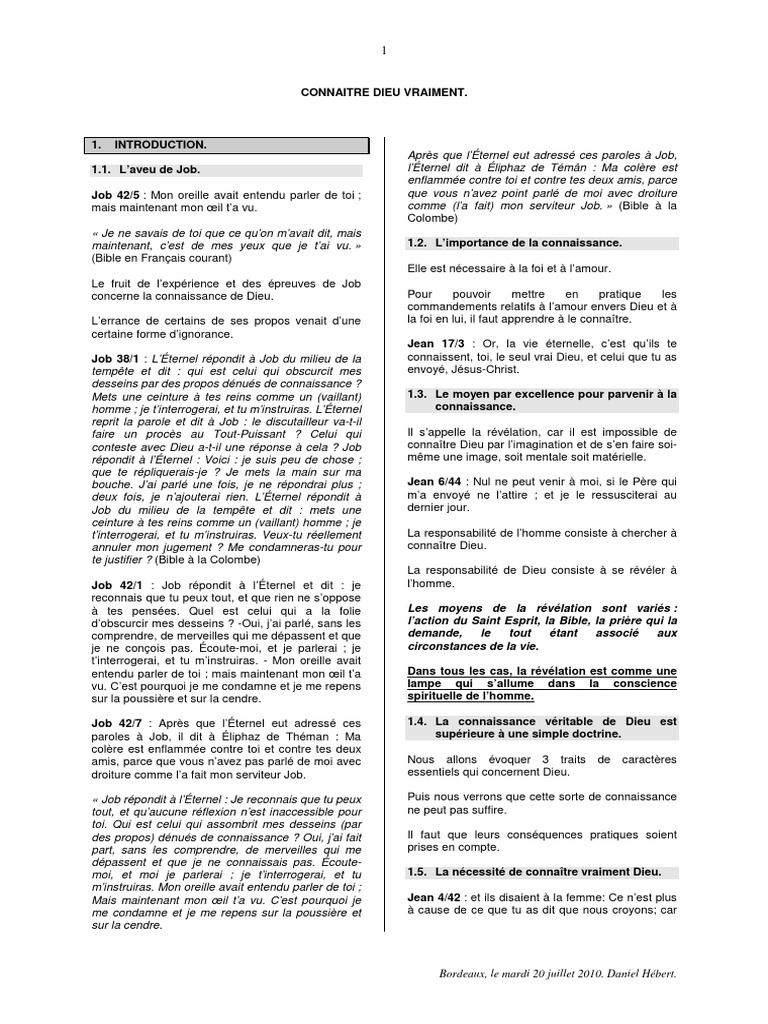 La Véritable Connaissance de Dieu | PDF