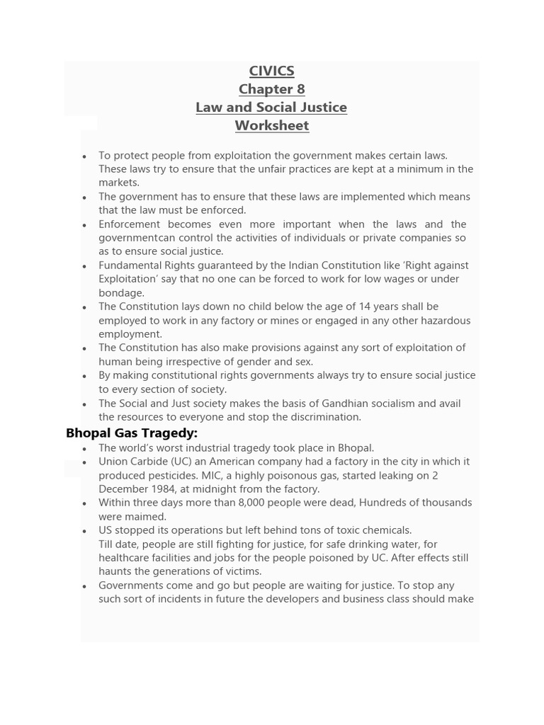 CIVICS L 8 Worksheet | PDF
