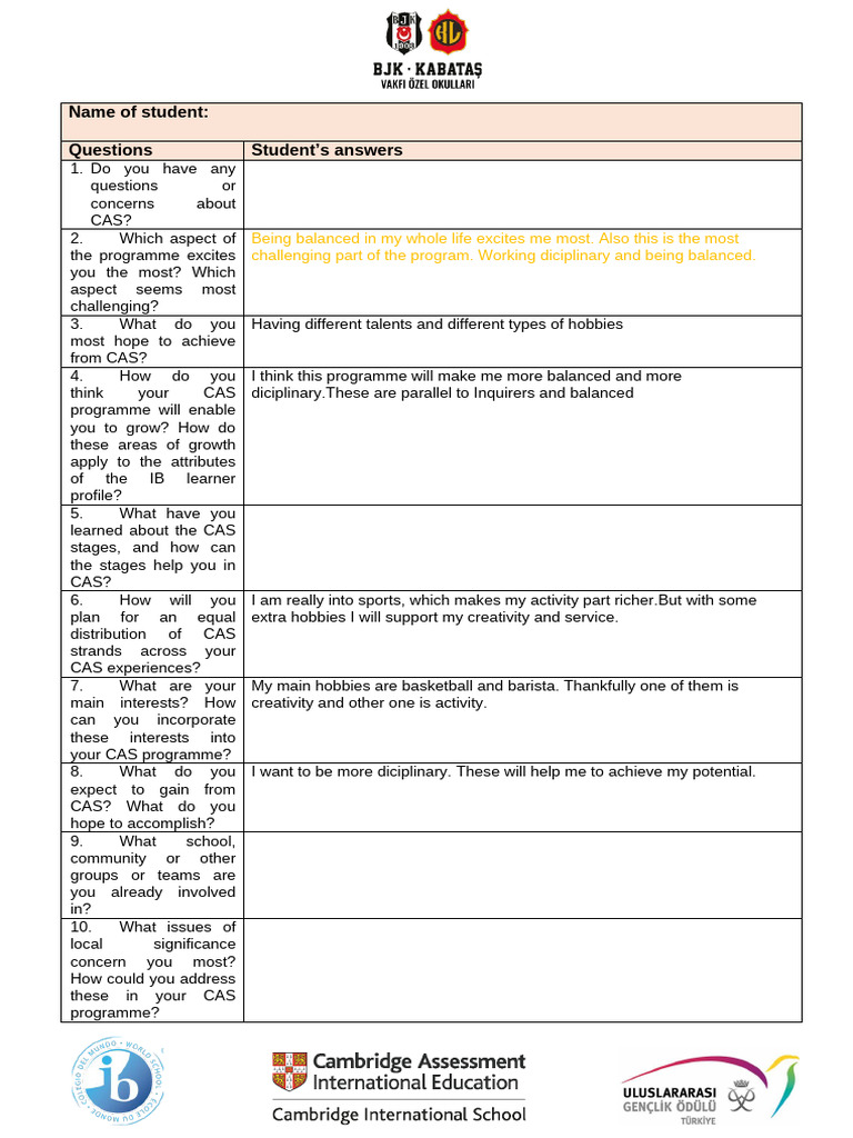 CAS questions 1st interview for Cohort 2025 | PDF