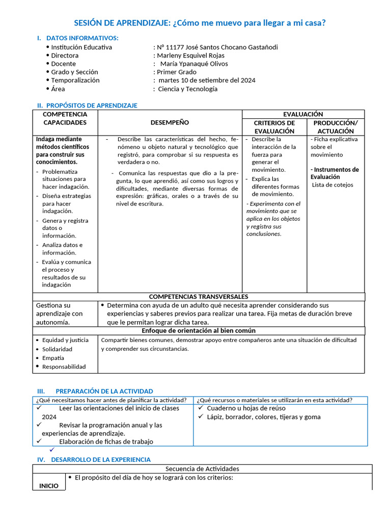 Como Me Muevo para Llegar A Mi Casa Cy T | PDF | Aprendizaje ...