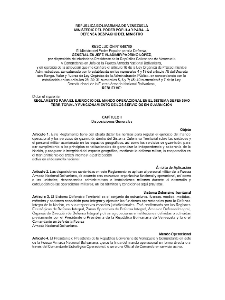 5 - Reglamento - Mando - Operacional - Y-Servicio - en - Guarnicion | PDF