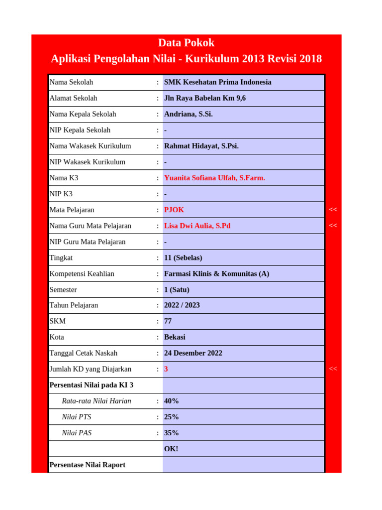 Aplikasi pengolahan Nilai_11 FKK (A)_ | PDF