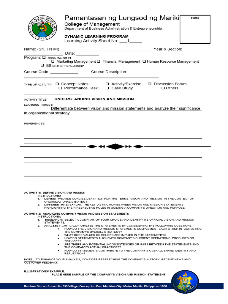 Learning Activity Sheet #1 | PDF