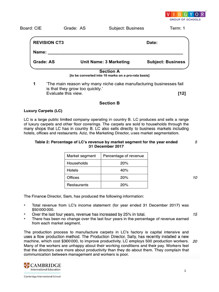 Revision CT3 - AS - Business | PDF
