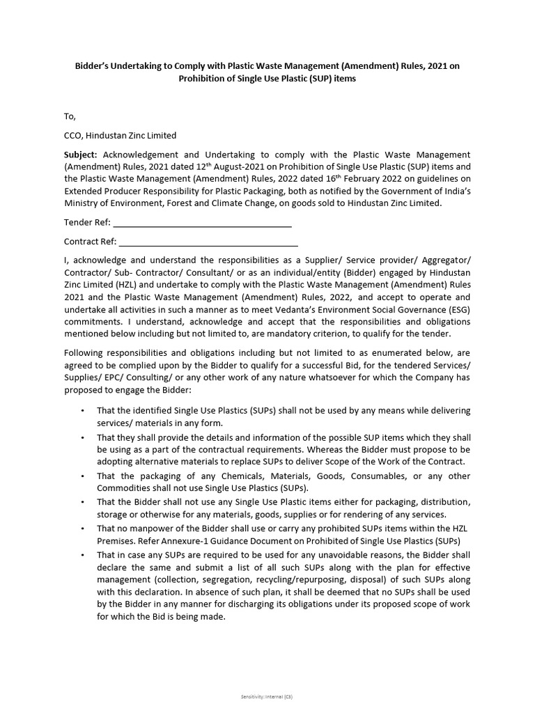 Single Use Plastic and Imported Goods- Declaration - 24.02.2023 | PDF