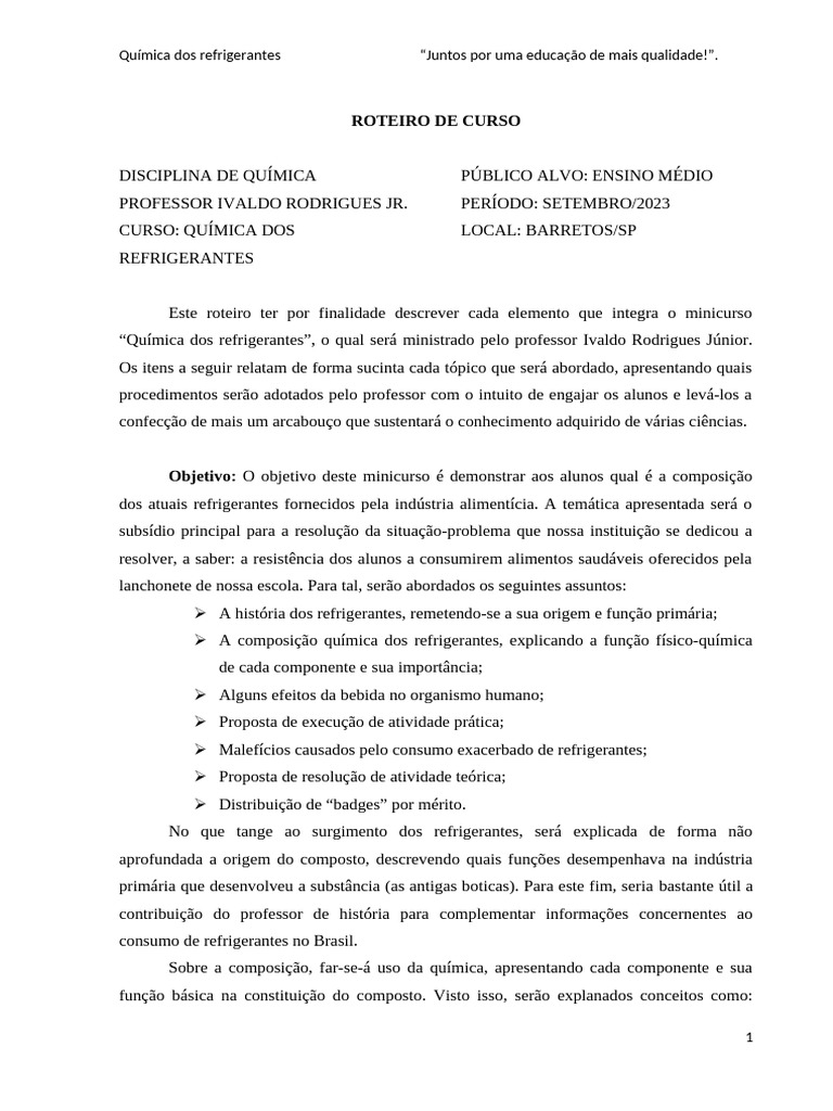 Roteiro de Curso | PDF