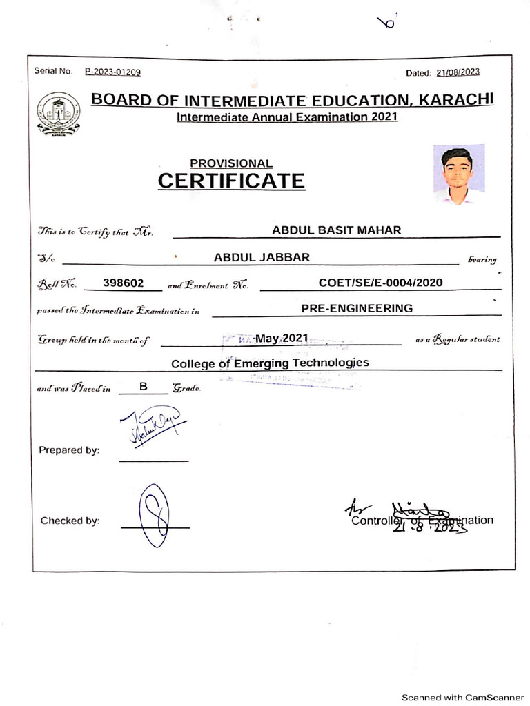 Provisional Certificate Board | PDF