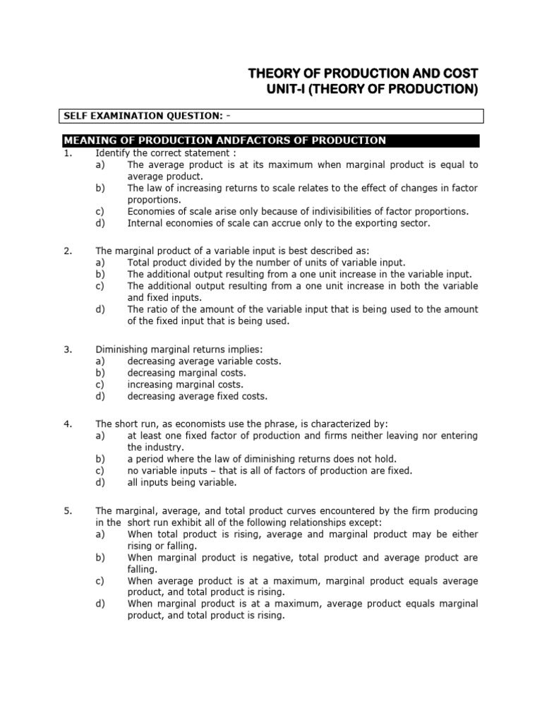 Ch. 3 - THEORY OF PRODUCTION AND COST | PDF