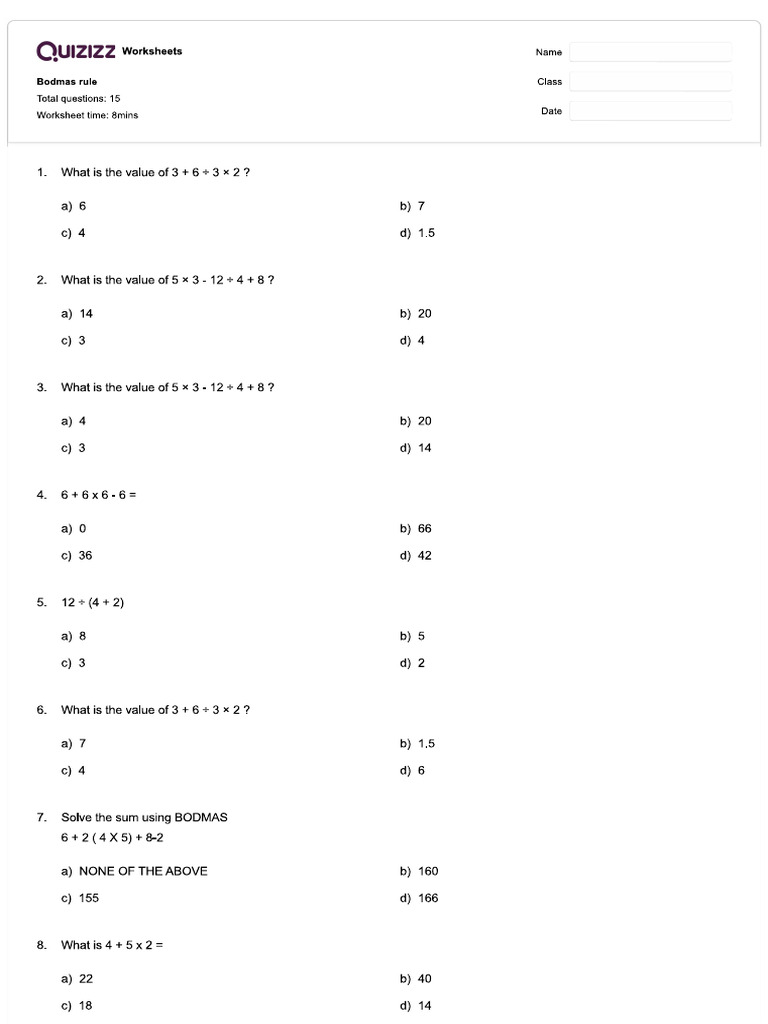 BODMAS rules 03 | PDF