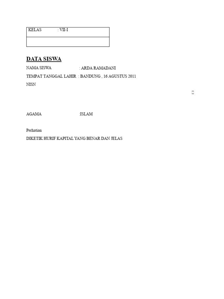 Data Siswa Arda | PDF
