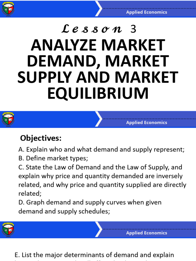 Lesson 3 Analyze Market Demand Market Supply and Market Equilibrium | PDF