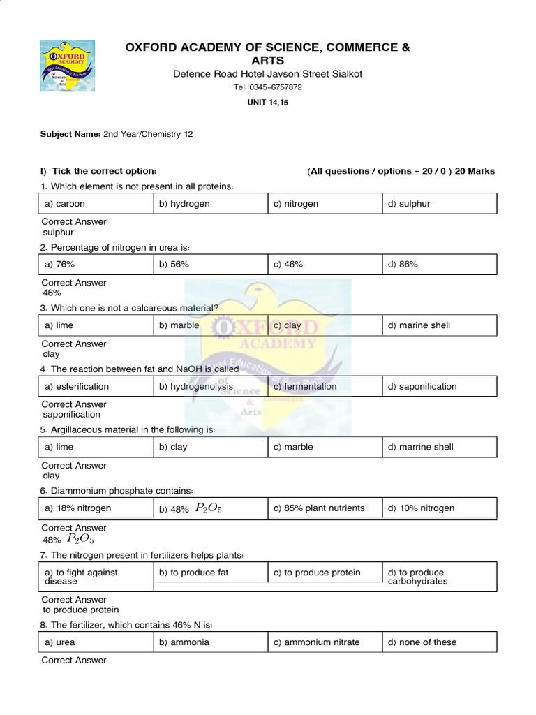 12 Chemistry Unit 14,15-1-1 | PDF