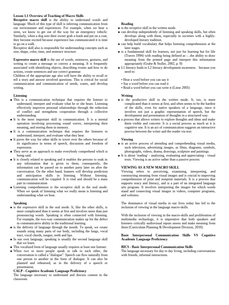 Macroskills_Lesson 1_PRELIM | PDF