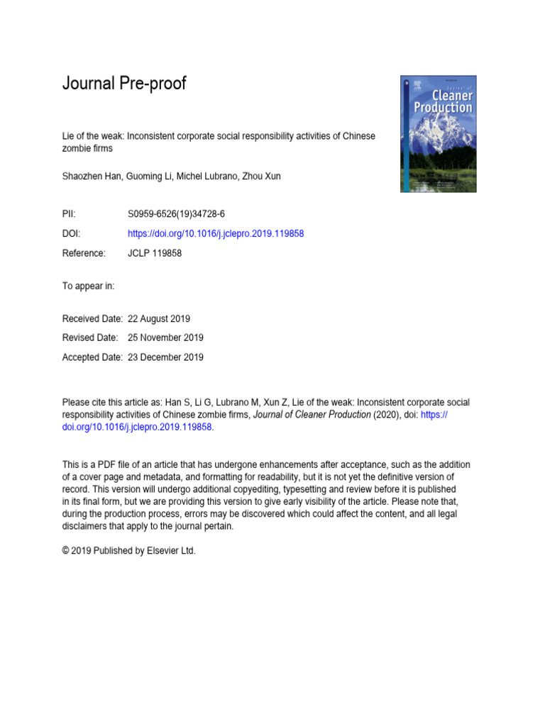 Journal Pre-Proof: Journal of Cleaner Production | PDF