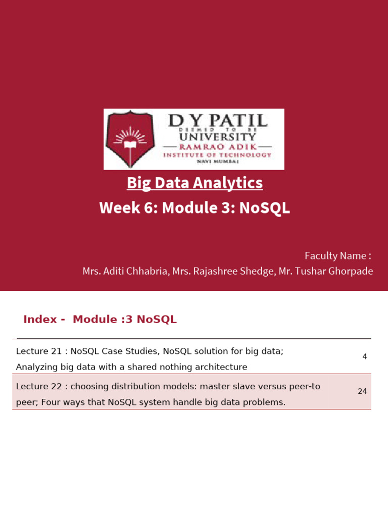 Be Comp Bda Module-3-Week 6 l21-l22 | PDF
