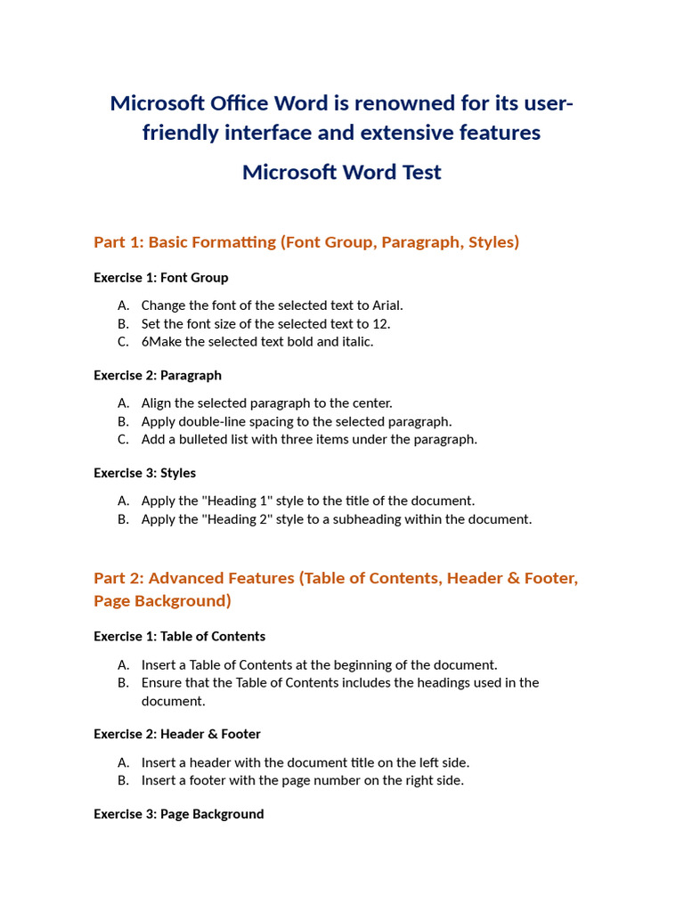 Microsoft Word Test | PDF
