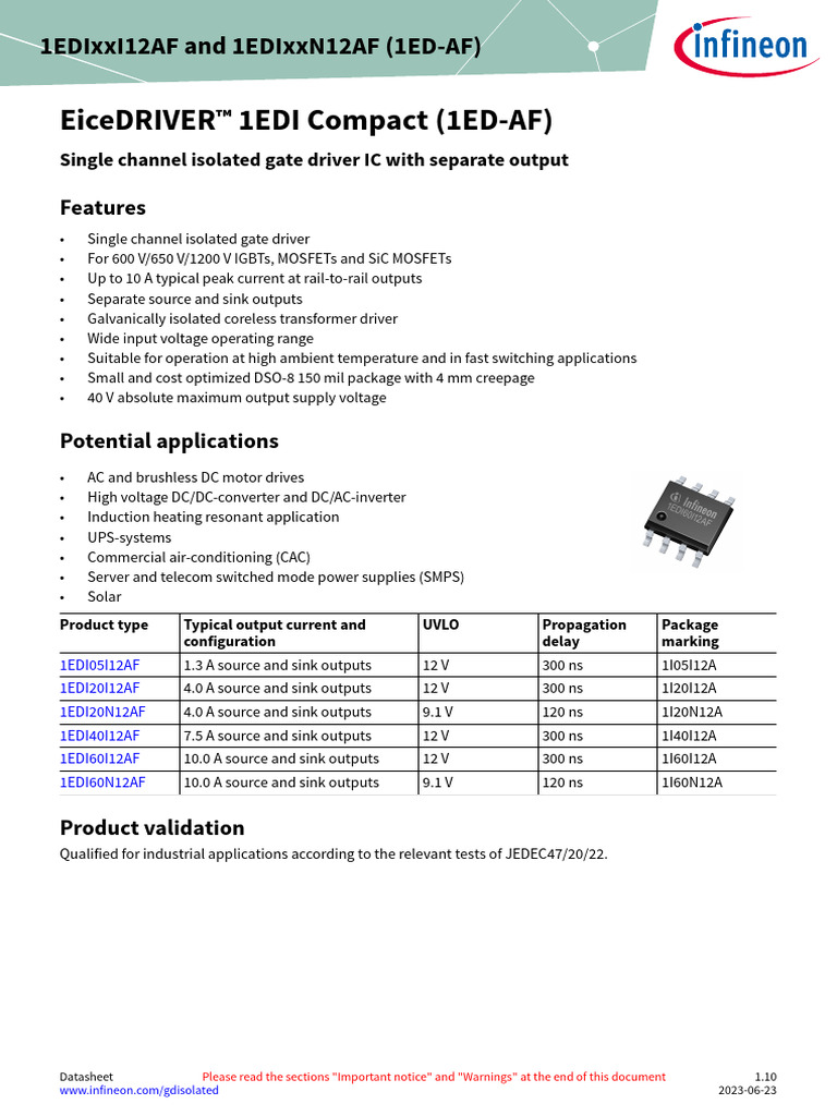 Infineon 1EDI20N12AF DataSheet v01 - 10 EN | PDF