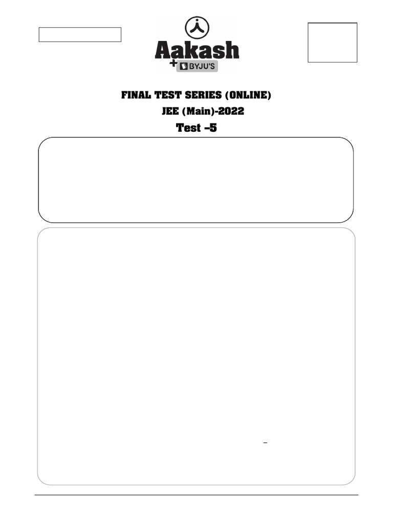 Fts 5 Jee (Main) Phase 1 Final | PDF
