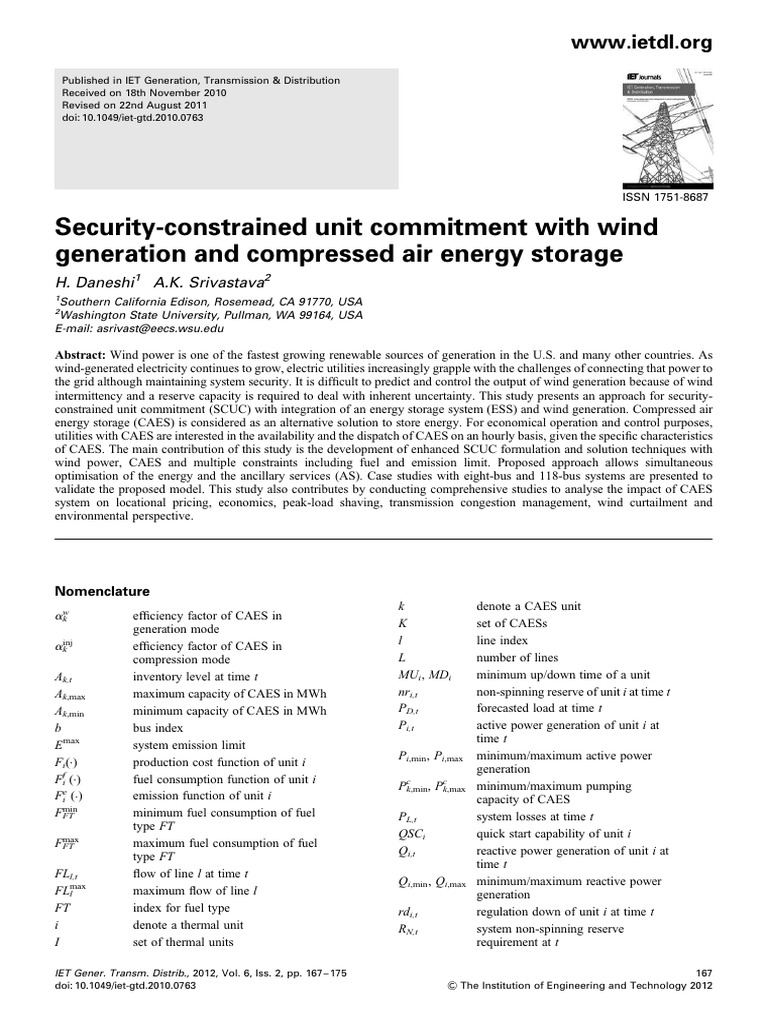 Security Constrained Unit Commitment Wit Pdf