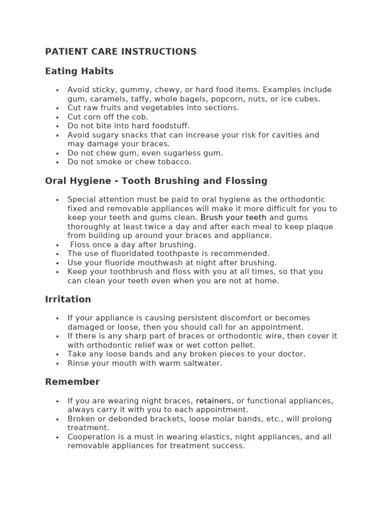 Ortho Care Instructions | PDF