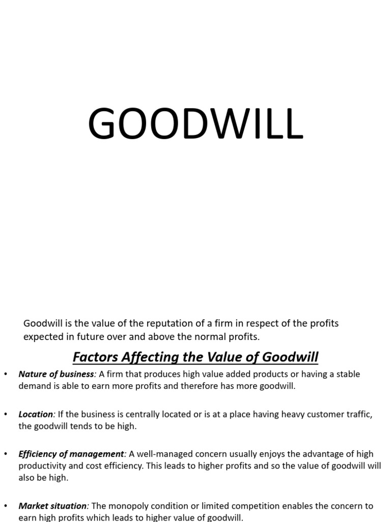 Goodwill - Accounts Notes | PDF