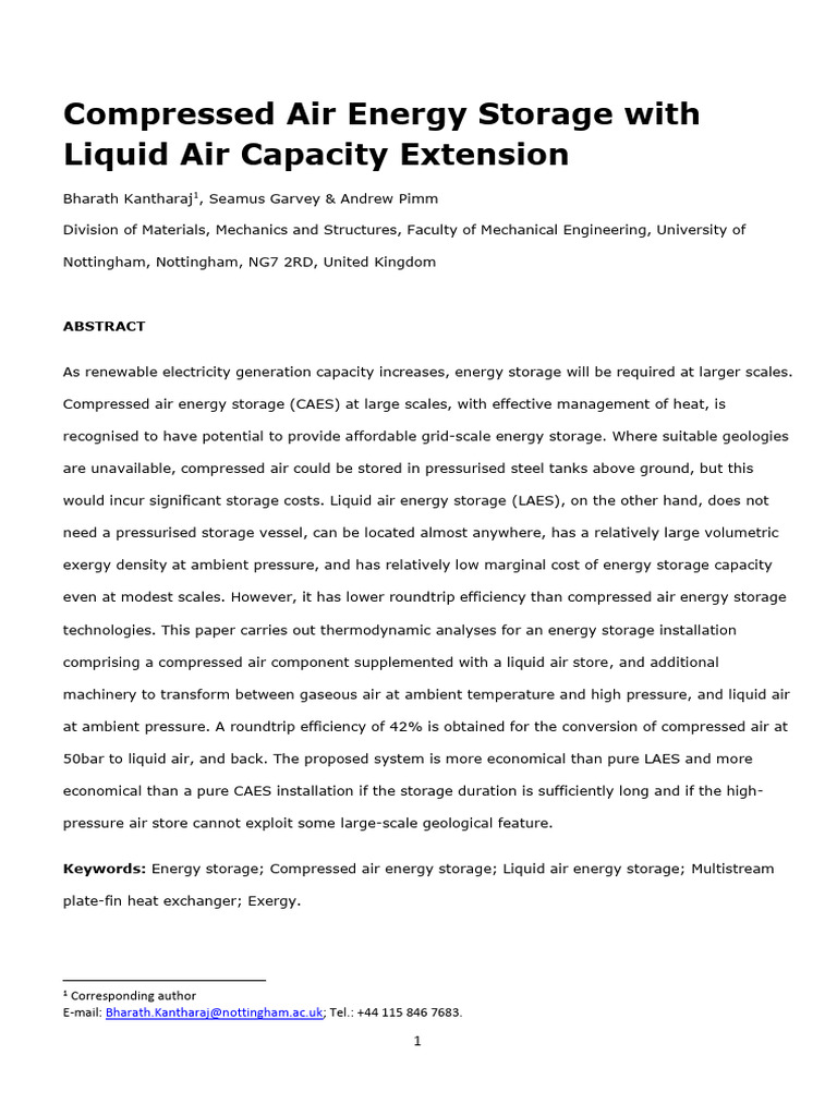 2015 B Kantharaj - Compressed Air Energy Storage With Liquid Air ...